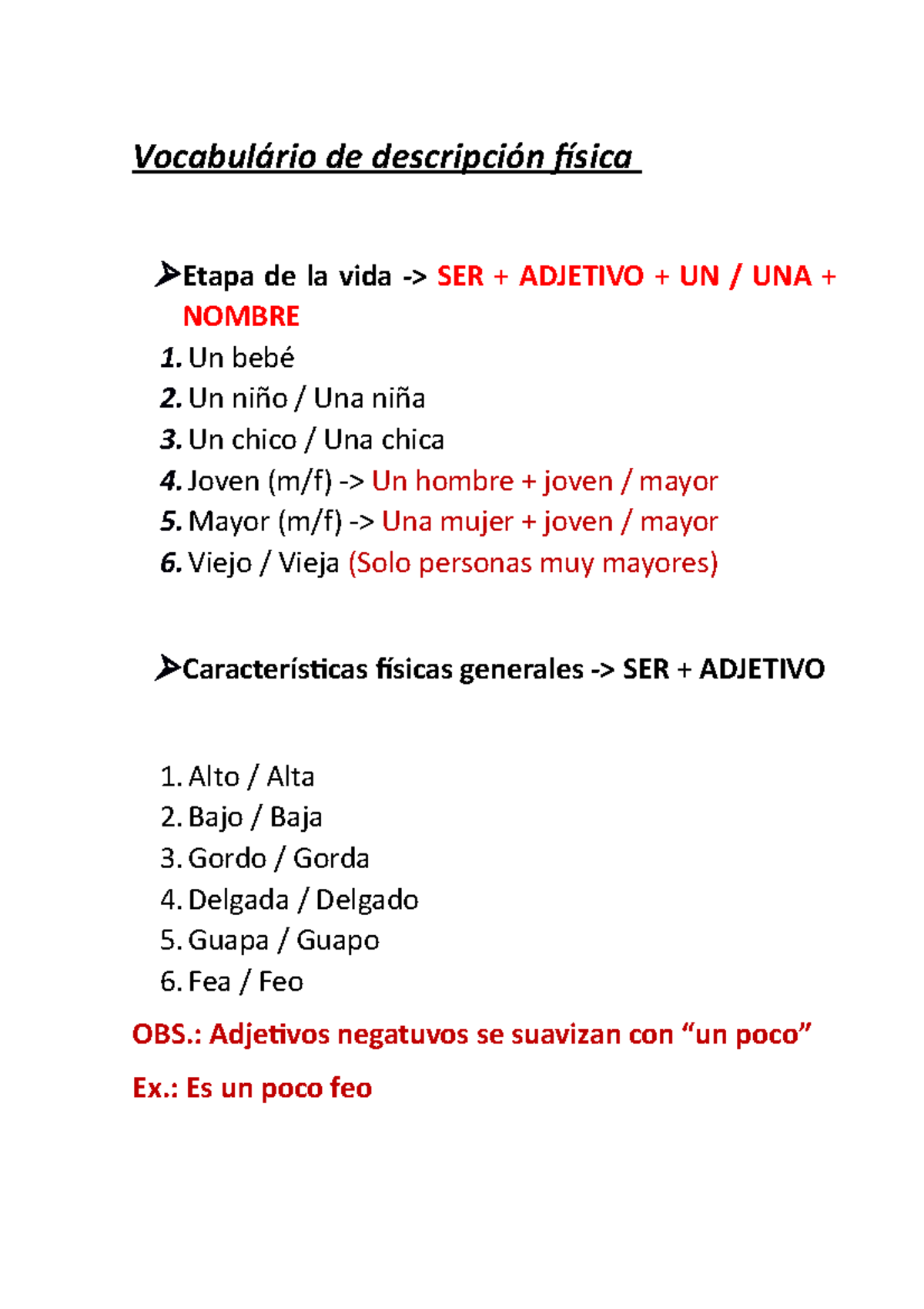 Vocabulário de descripción física - Vocabulário de descripción física ...