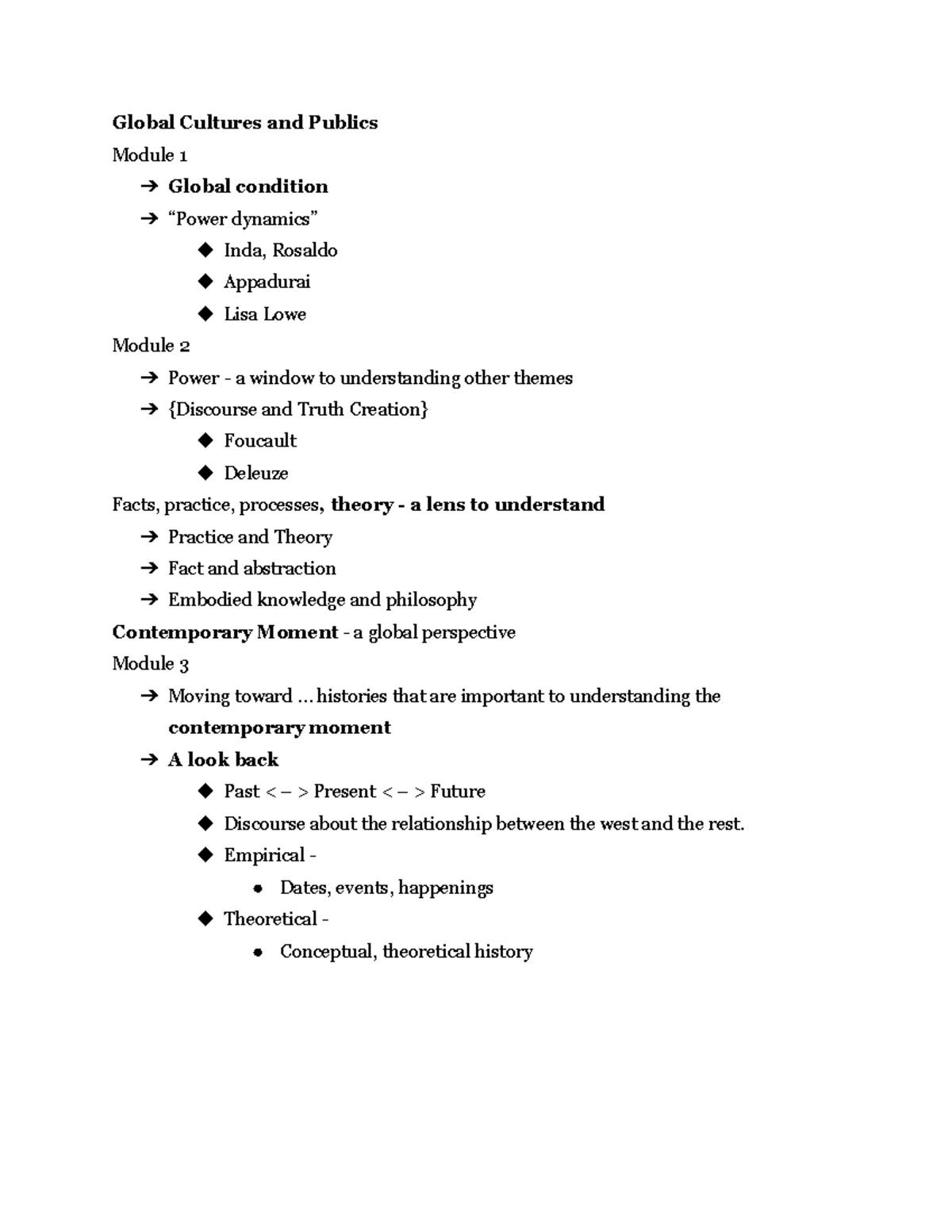 HIST 362 - globalization lecture notes - Global Cultures and Publics ...