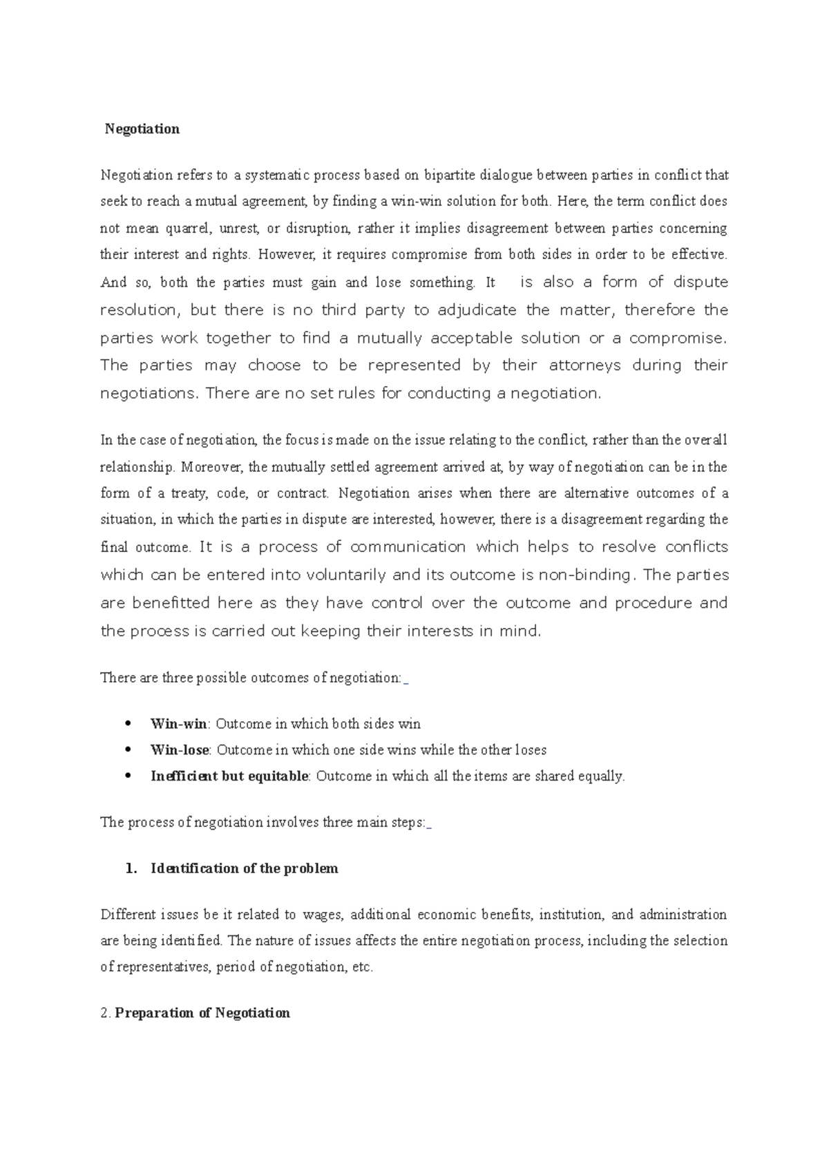 Definition of Negotiation word assignemt - Negotiation Negotiation ...