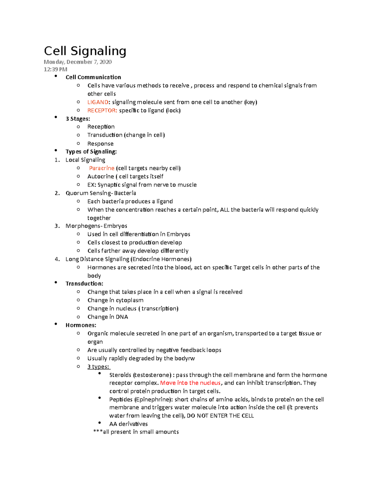 Cell Signaling - Cell Signaling Monday, December 7, 2020 12:39 PM Cell ...