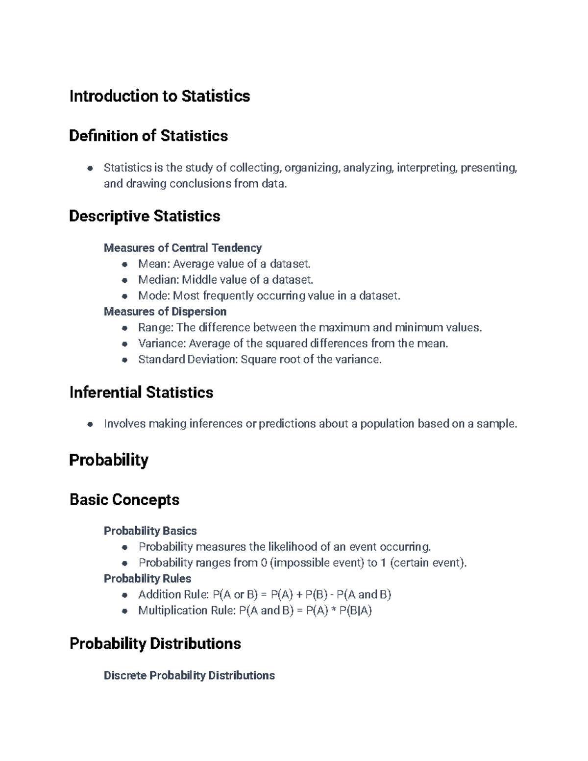 Untitled document-10 - Math - Introduction to Statistics Definition of ...