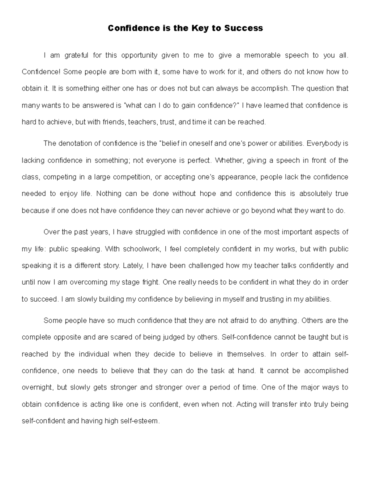 Confidence-speech - It's a speech about confidence. It can help in ...