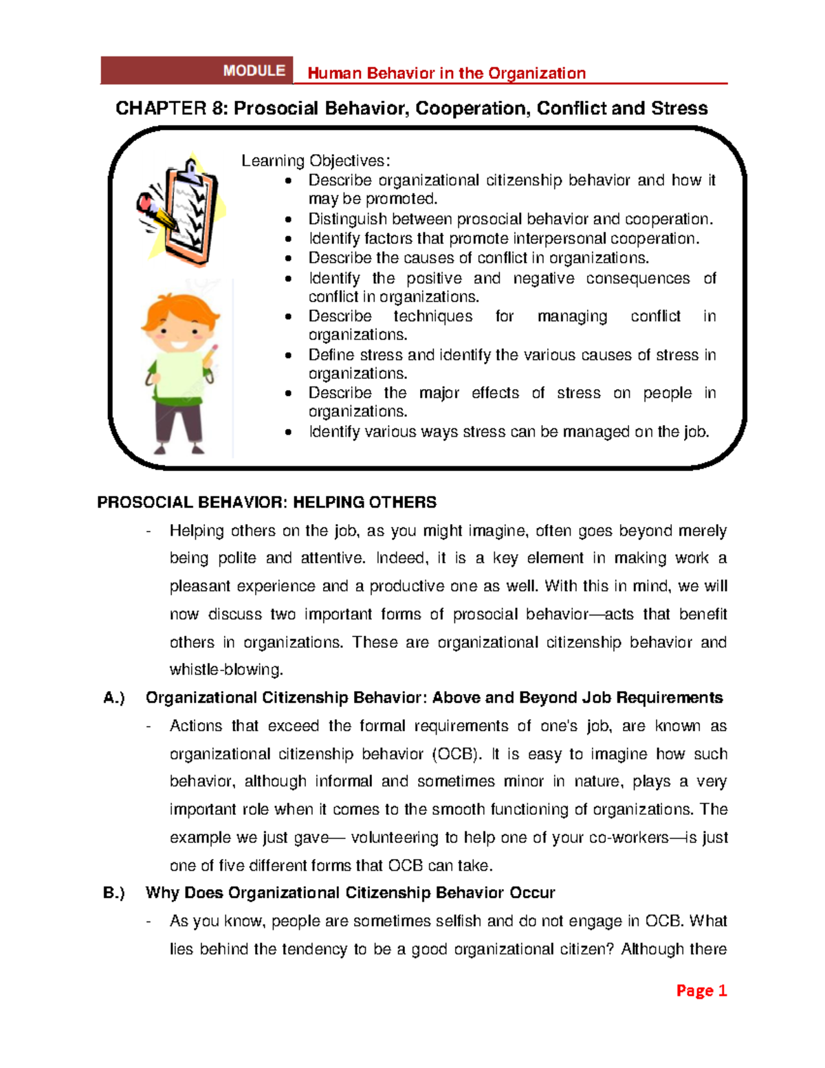 Chapter 8 - Prosocial Behavior, Cooperation, Conflict and Stress ...