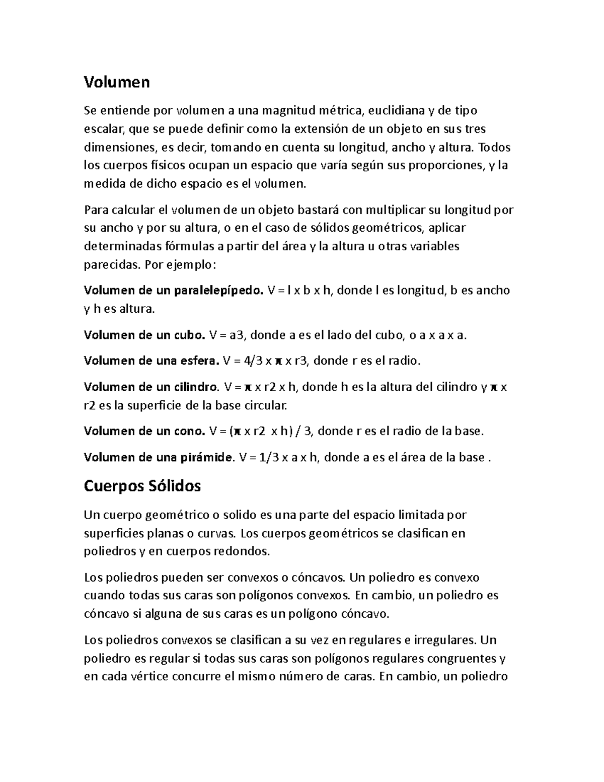 Volumen definiciones - Volumen Se entiende por volumen a una magnitud ...