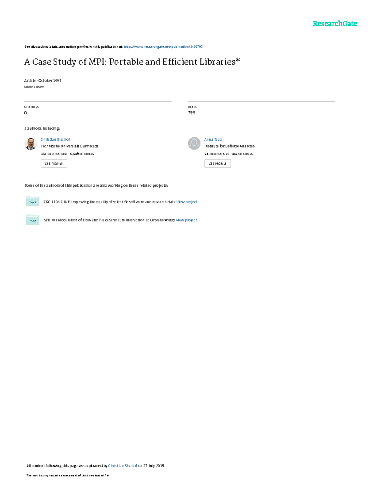 A Case Study of MPI Portable and Efficient Librari - See discussions ...