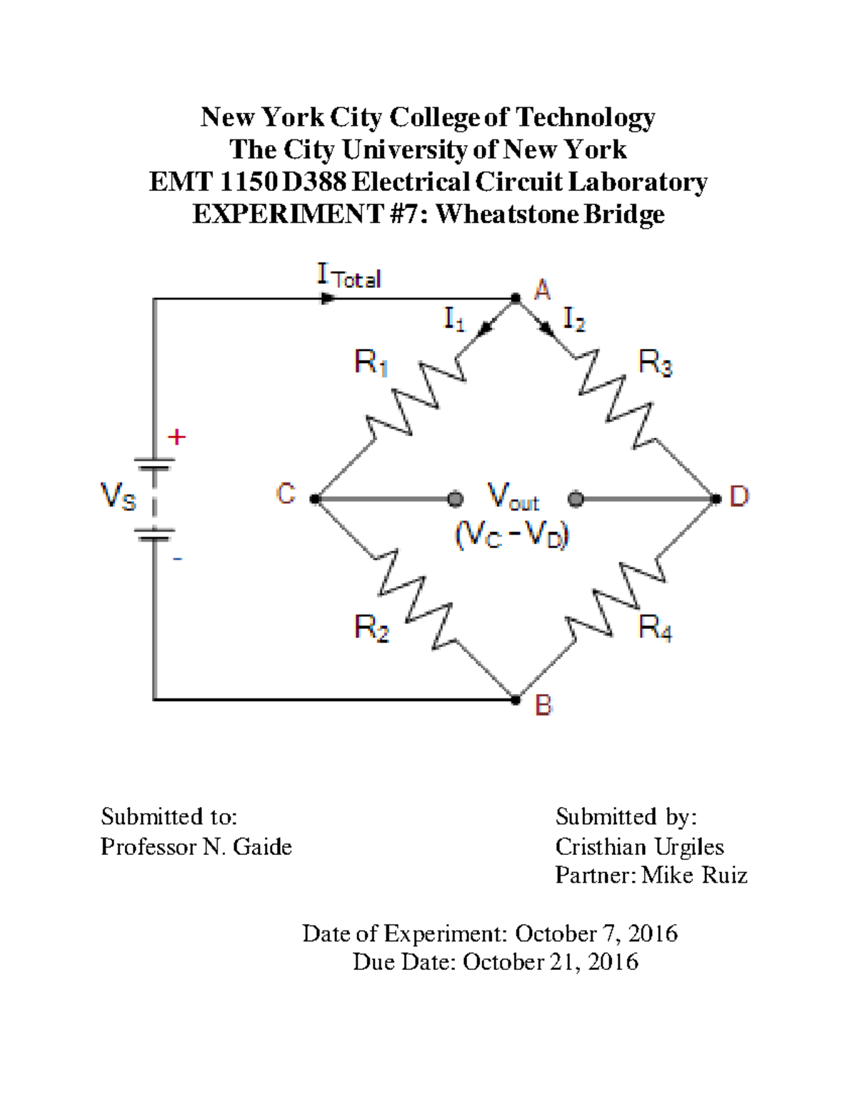 EMT 1150 LAB7 - Lab Report - Warning: TT: undefined function: 22 New York City College of ...