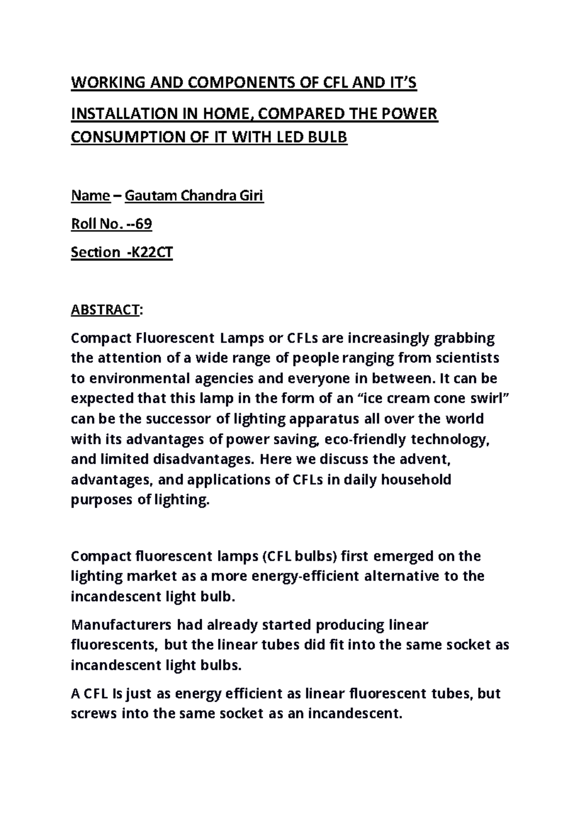 Working AND Components OF CFL AND ITS - WORKING AND COMPONENTS OF CFL ...