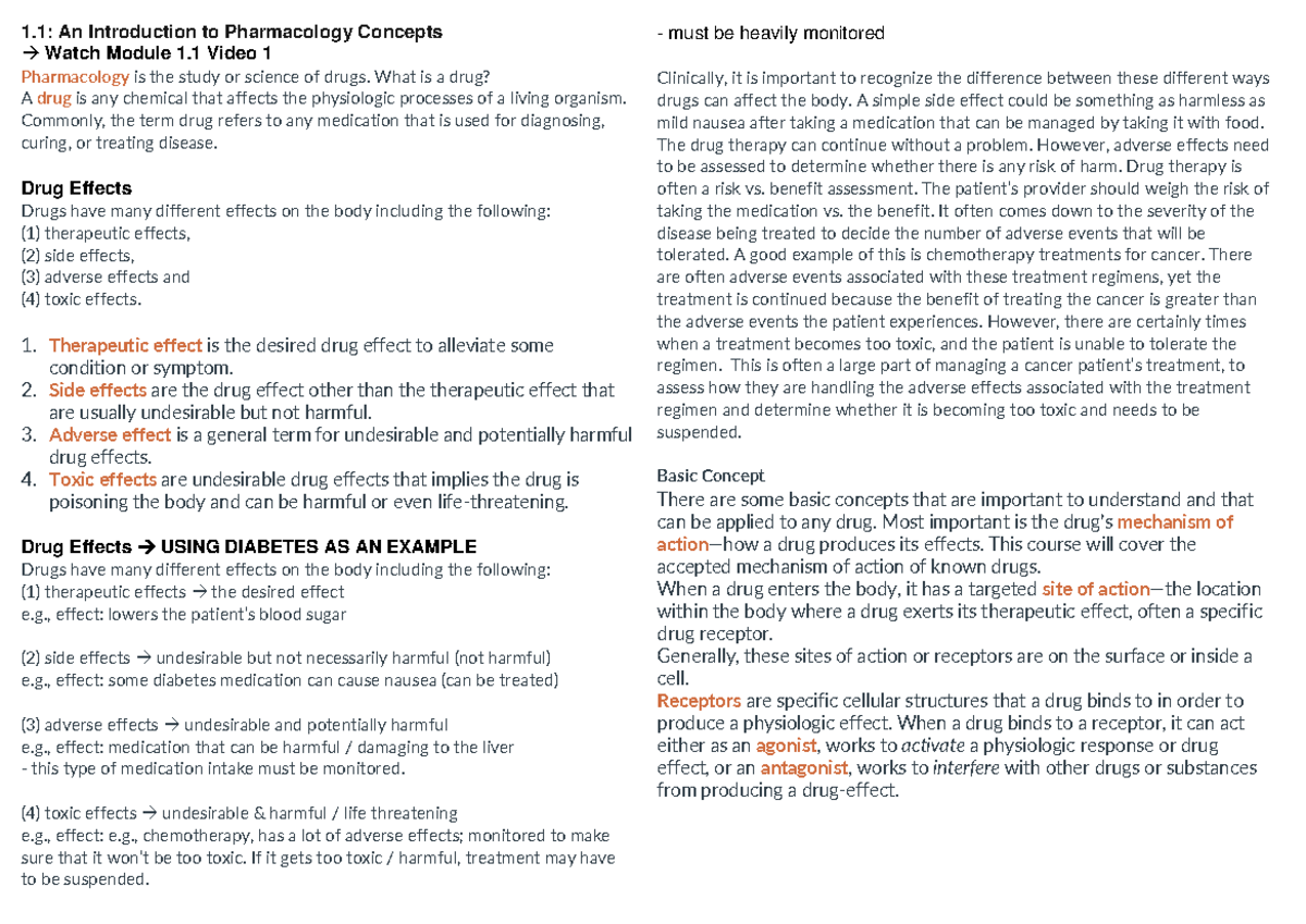 NURS 251 Module 1 pharmacology - 1: An Introduction to Pharmacology ...