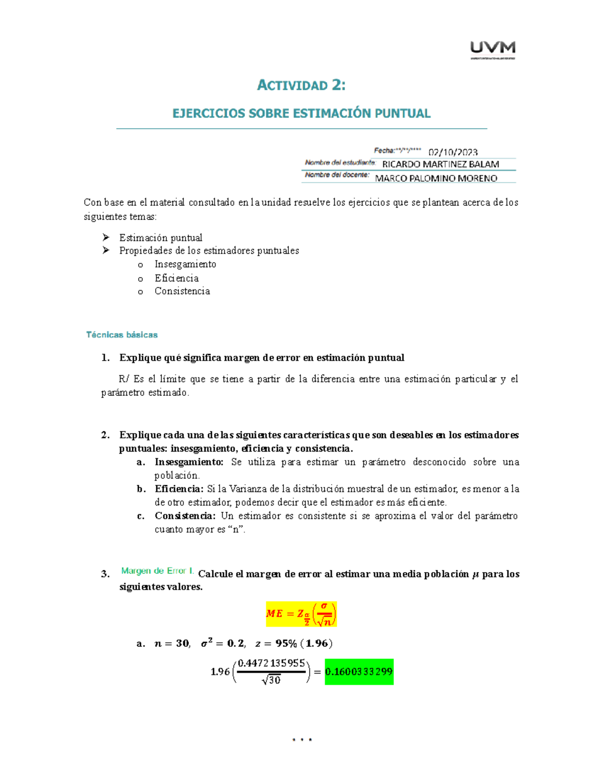 Actividad 2 Ejercicios - Con base en el material consultado en la unidad resuelve los ejercicios ...