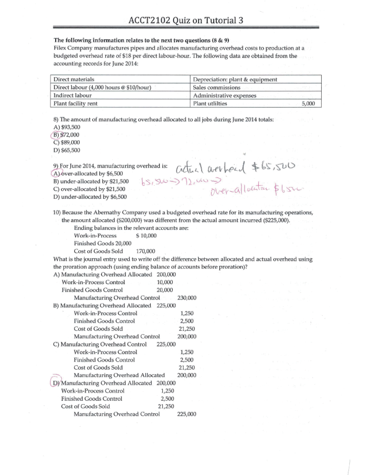 ACCT2102 Tutorial3 Quiz - ACCT2102 - Studocu