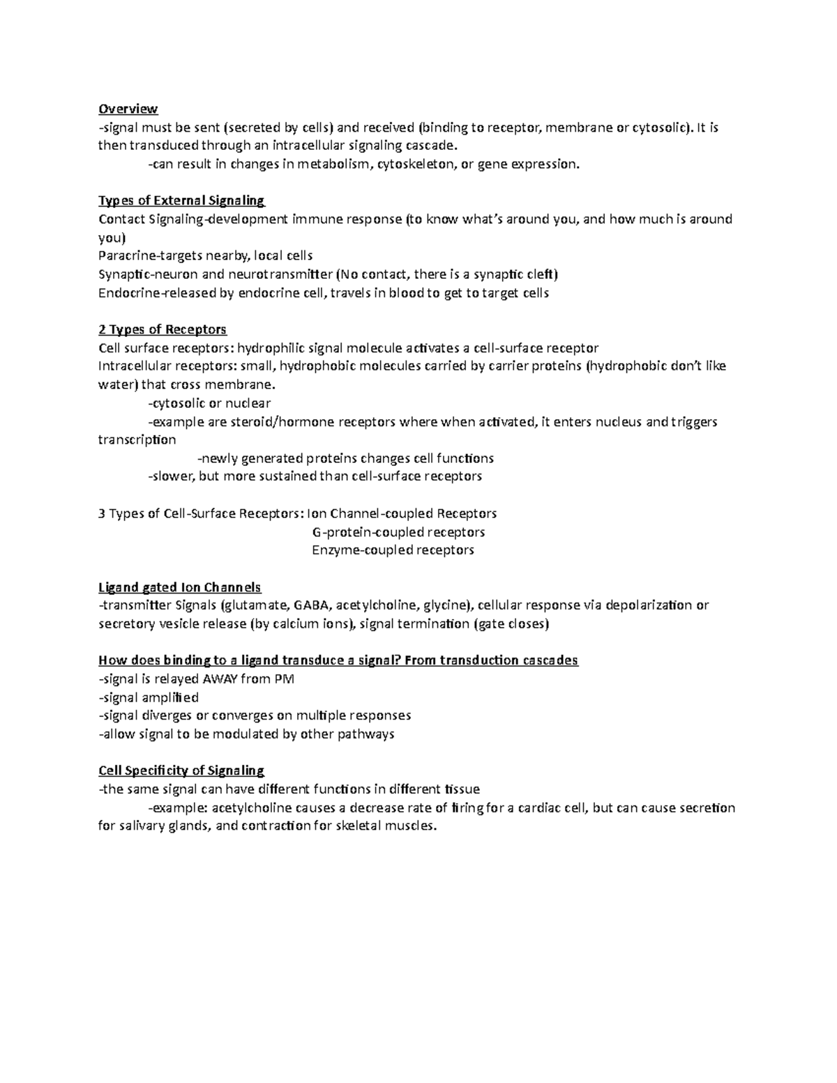 Start Block 5-Cell Signaling - Overview -signal must be sent (secreted ...
