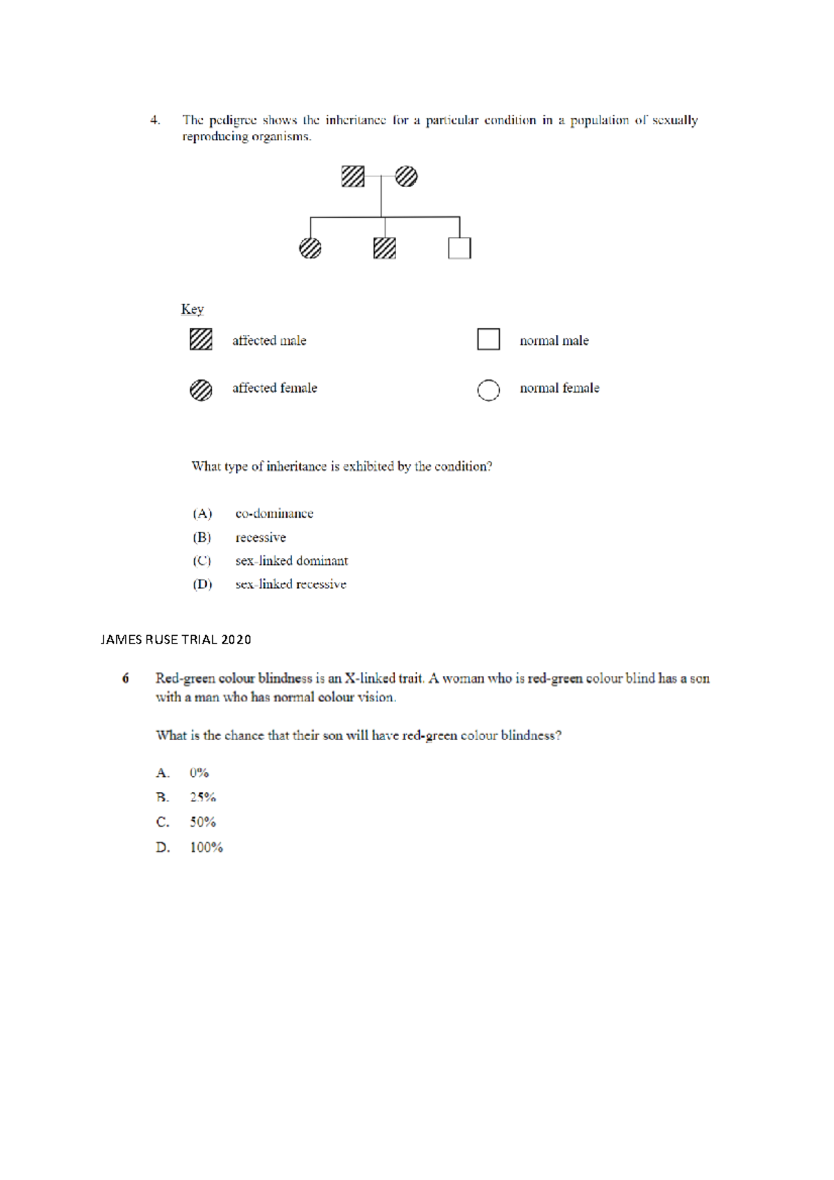 BIO EXAM Questions - JAMES RUSE TRIAL NSG - Studocu