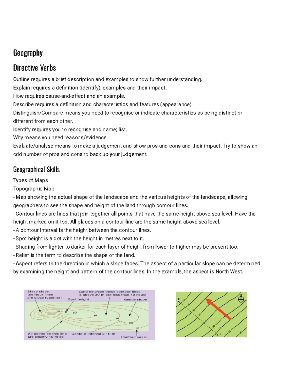 Geography Notes - Yr 9 - Geography Directive Verbs Outline requires a ...