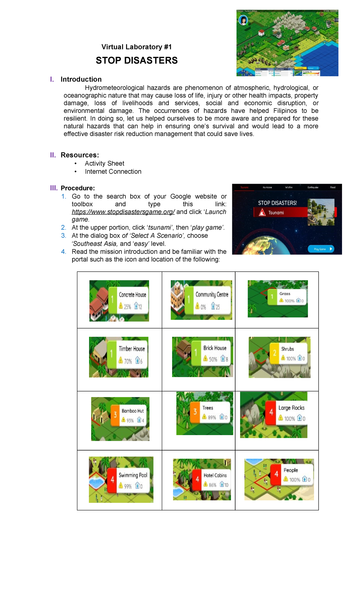 STOP Disasters Activity - Virtual Laboratory STOP DISASTERS I ...