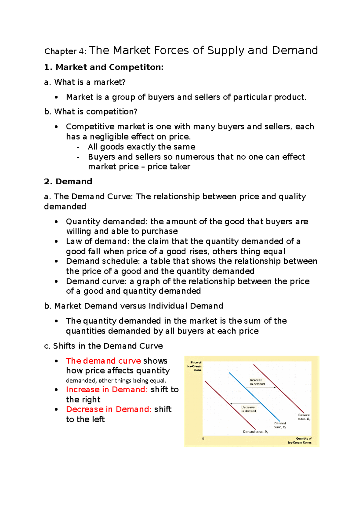 Summary Eco111 Chapter 4 - Chapter 4: The Market Forces of Supply and ...