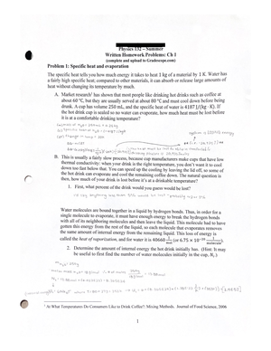 Ch 1 - Written Homework-2 - Physics 132 – Fall 2023 Written Homework: Chapters 1 Problem 1 ...