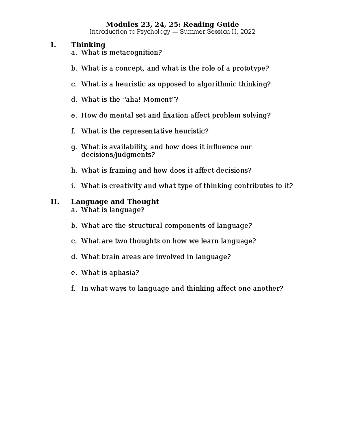 RG Thinking Language - reading guide. - Introduction to Psychology ...