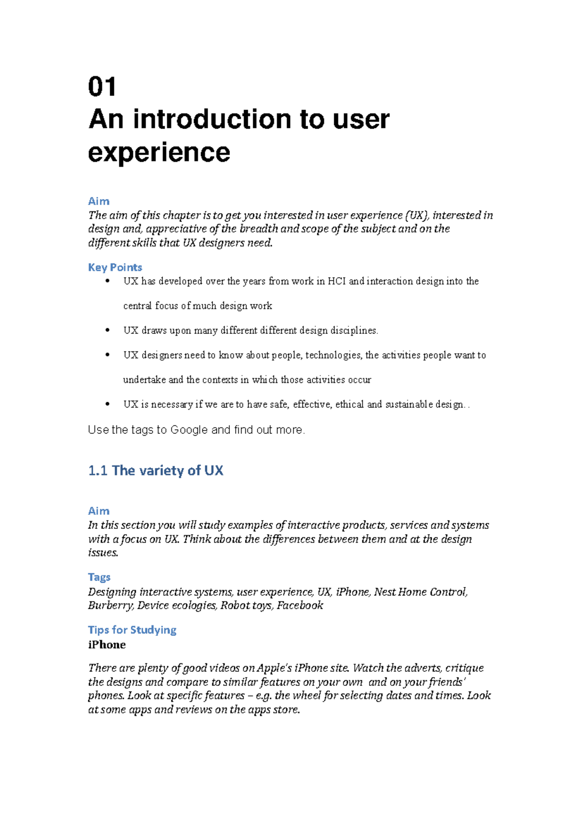 Study Notes Ch 1 - An introduction to user experience - 01 An ...