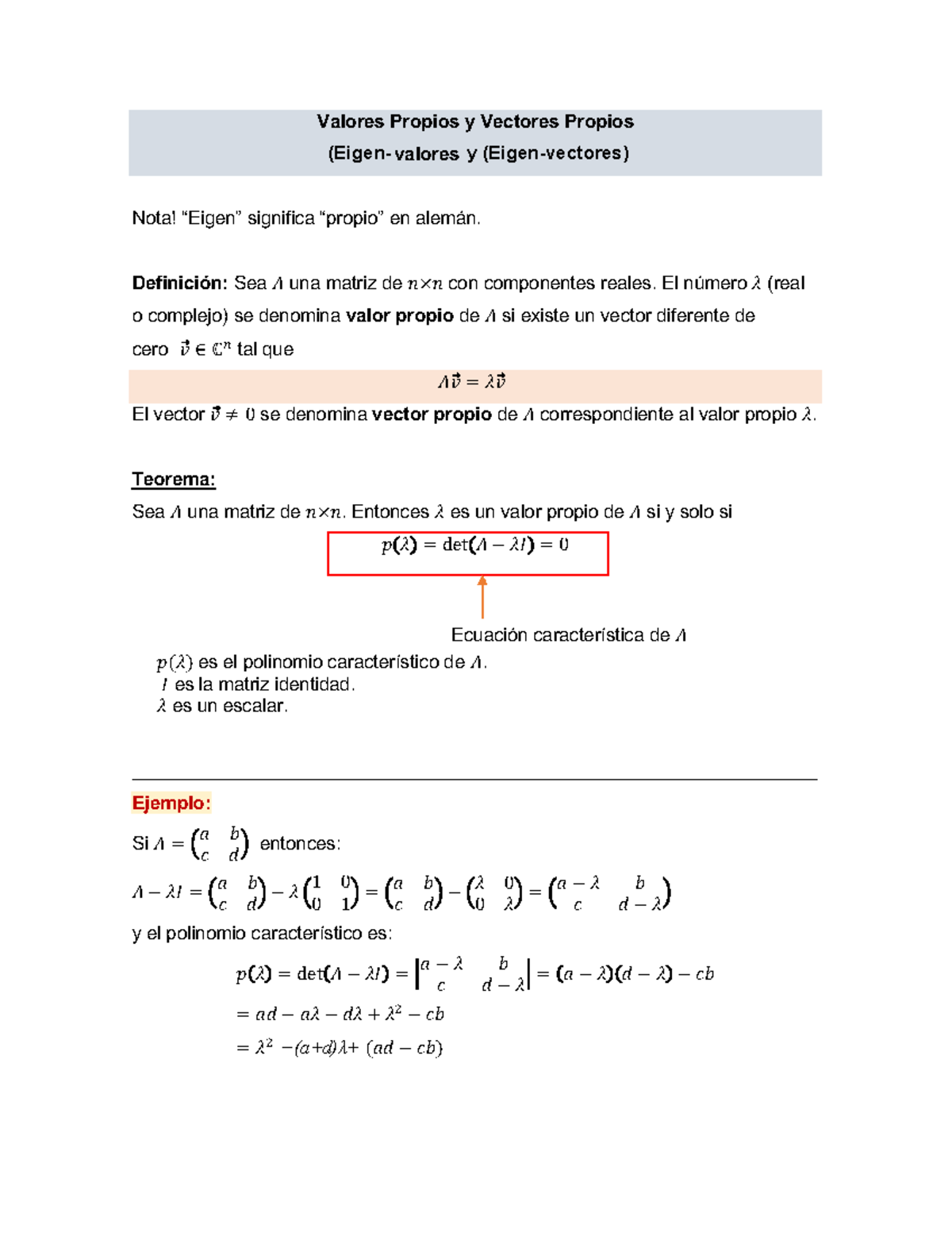 Valor y vector propio - Algebra lineal - Valores Propios y Vectores ...