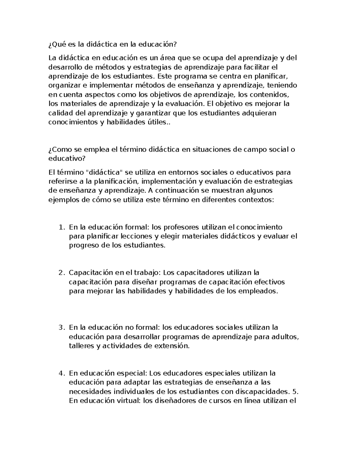 Didáctica 1 - listo - ¿Qué es la didáctica en la educación? La ...