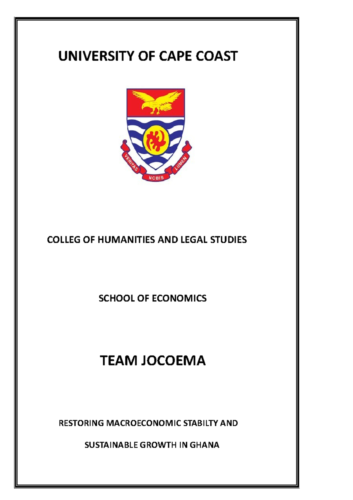 Essay-4 - Essay - UNIVERSITY OF CAPE COAST COLLEG OF HUMANITIES AND ...