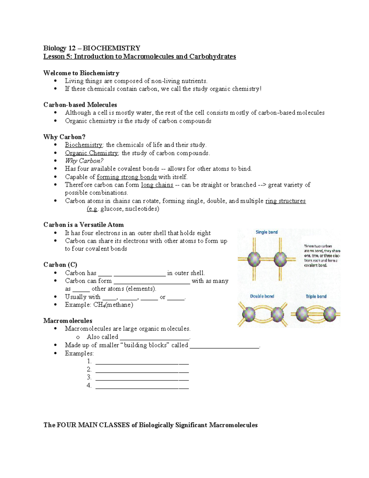 5 - Intro to Biochem and Carbohydrates - Biology 12 – BIOCHEMISTRY ...