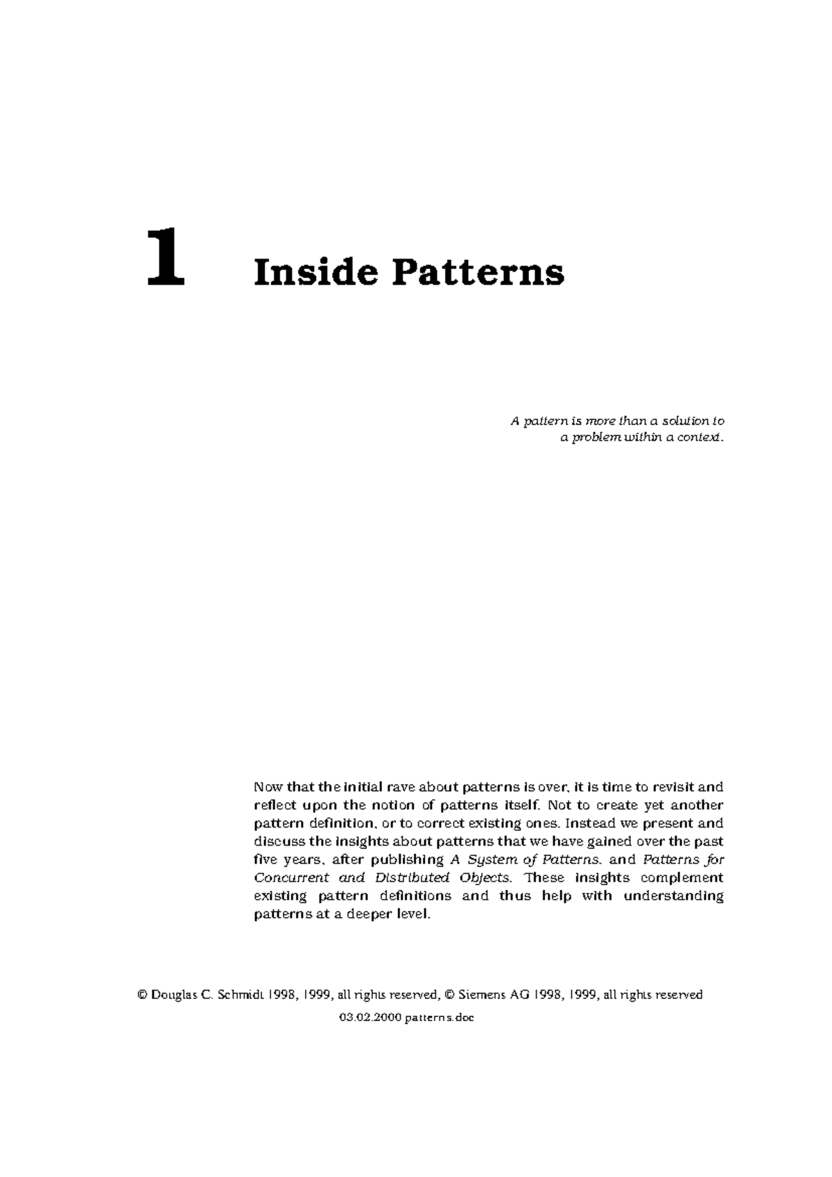 Inside Patterns - short lecture notes - © Douglas C. Schmidt 1998, 1999 ...