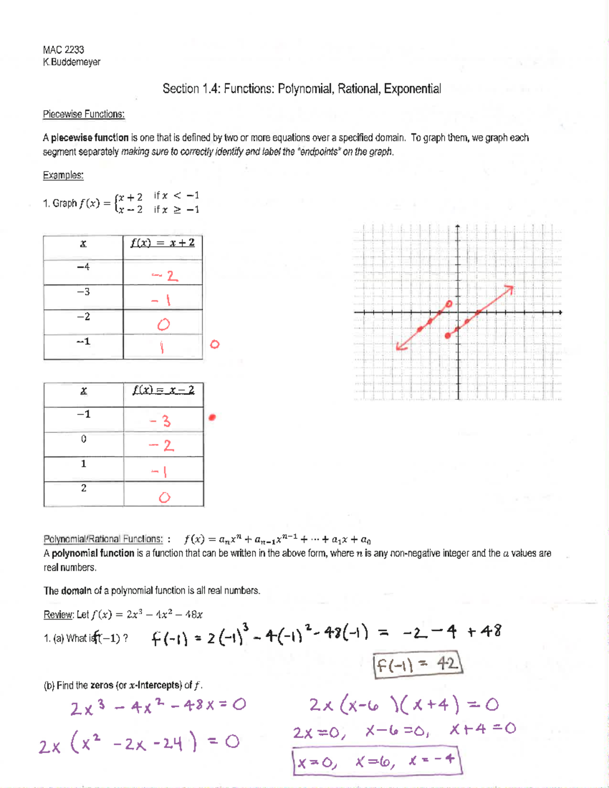 Chapter 1.4 Completed Notes - MAC 2233 - Studocu