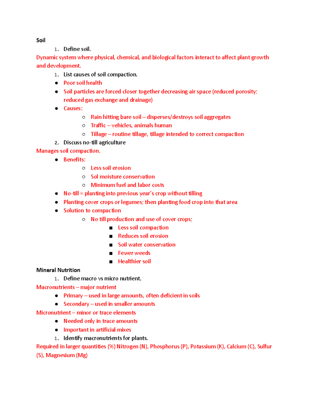 Exam 3 - Filled out study guide HORT100 Exam 3 - Soil 1. Define soil ...