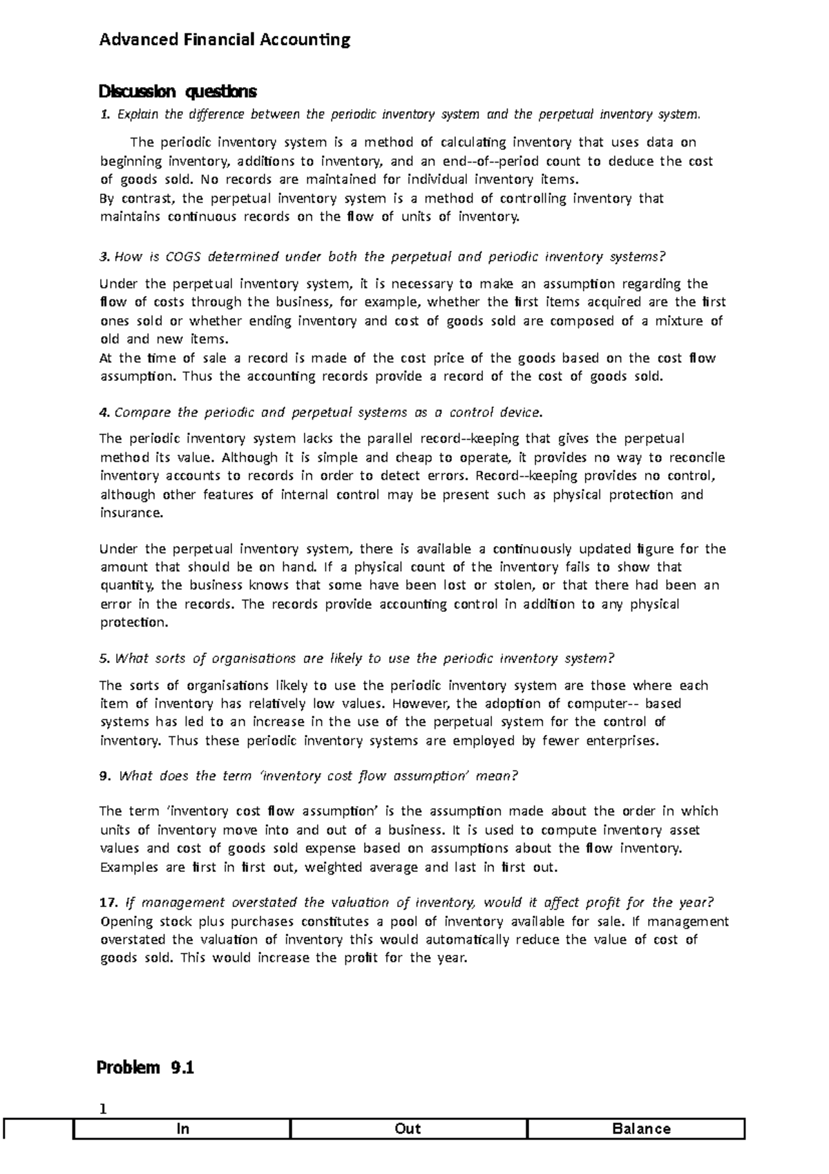 Advanced Financial Accounting Problem solving - Advanced Financial ...