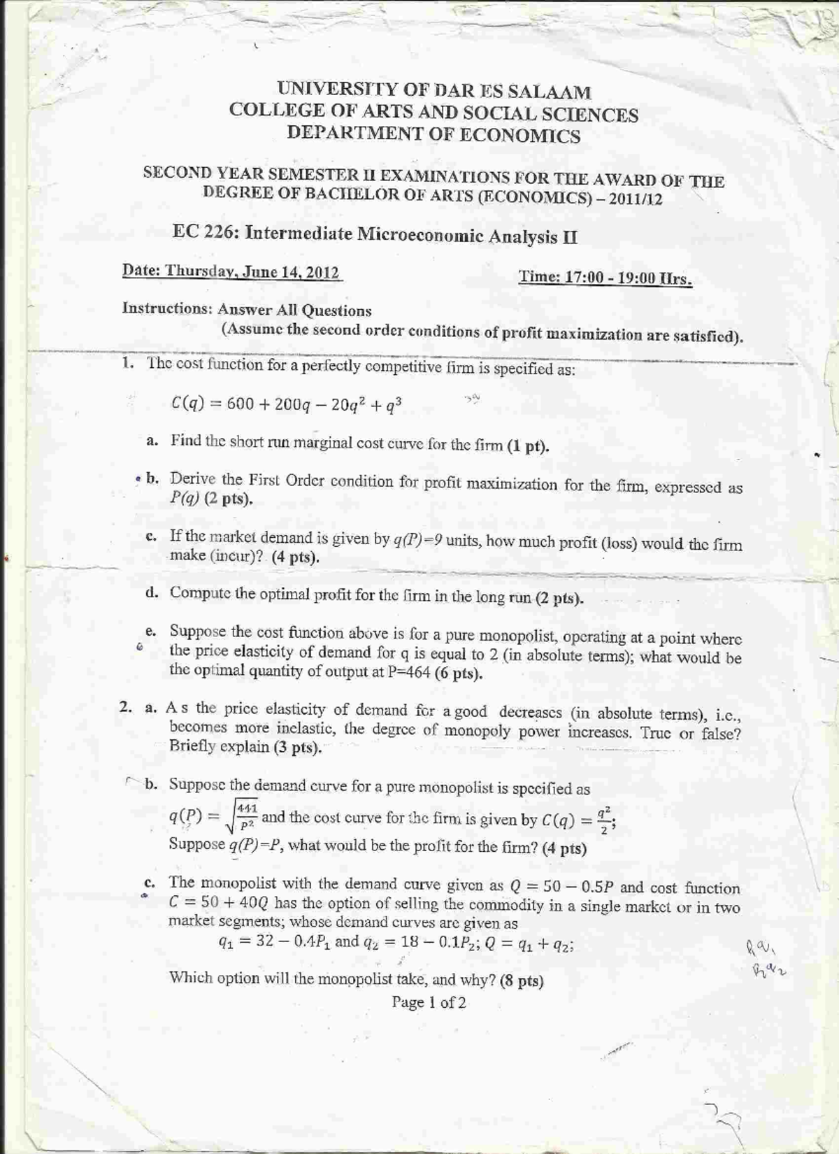 EC226 bach 1 - Ready - Intermediate microeconomics - Studocu