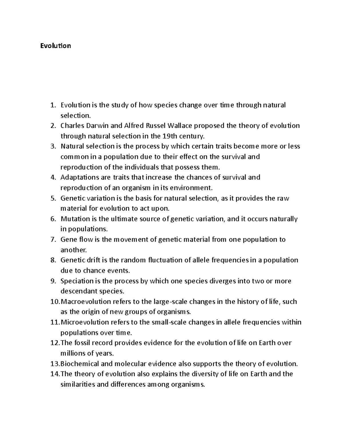 Evolution bio notes - Evolution Evolution is the study of how species ...