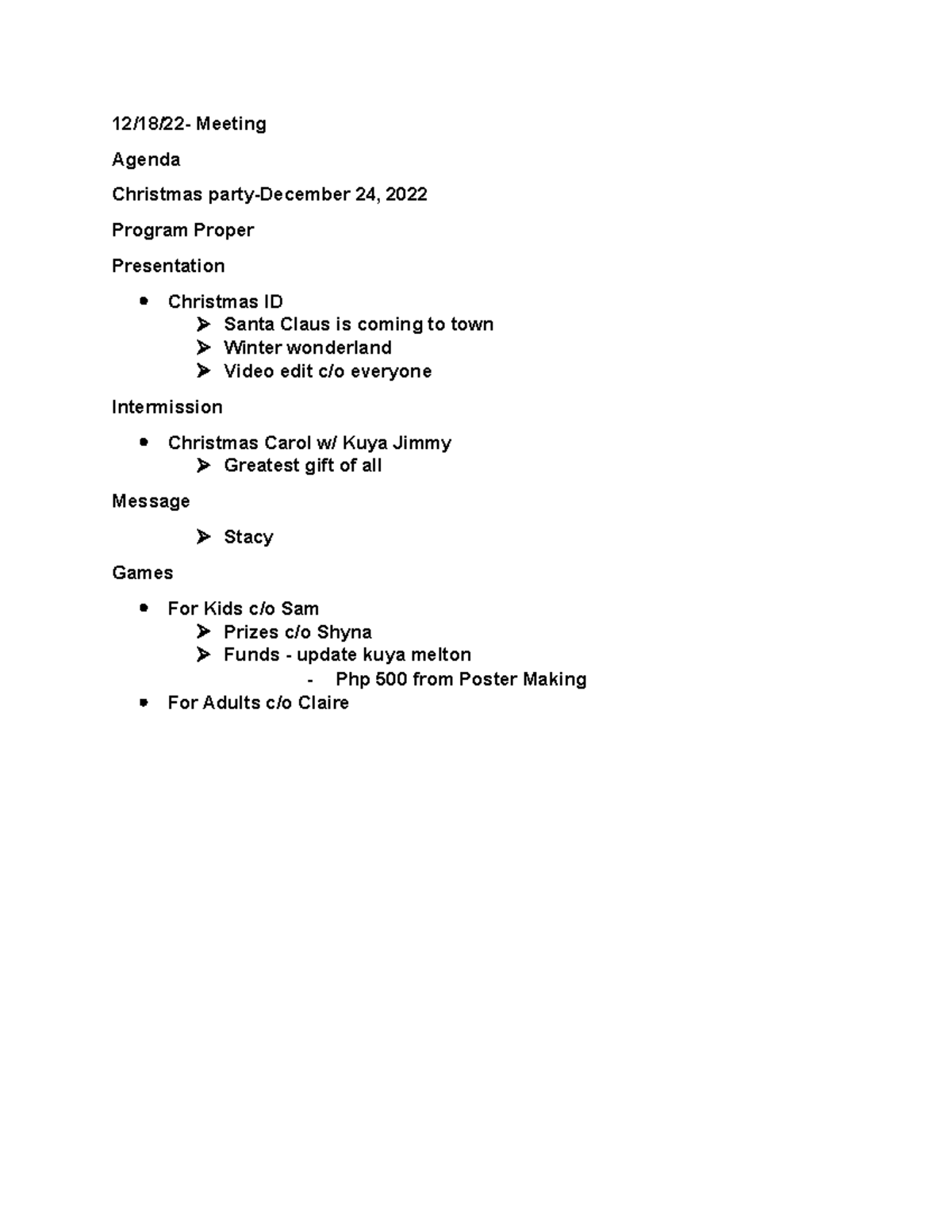 SKEP-Minutes - .... - 12/18/22- Meeting Agenda Christmas party-December ...