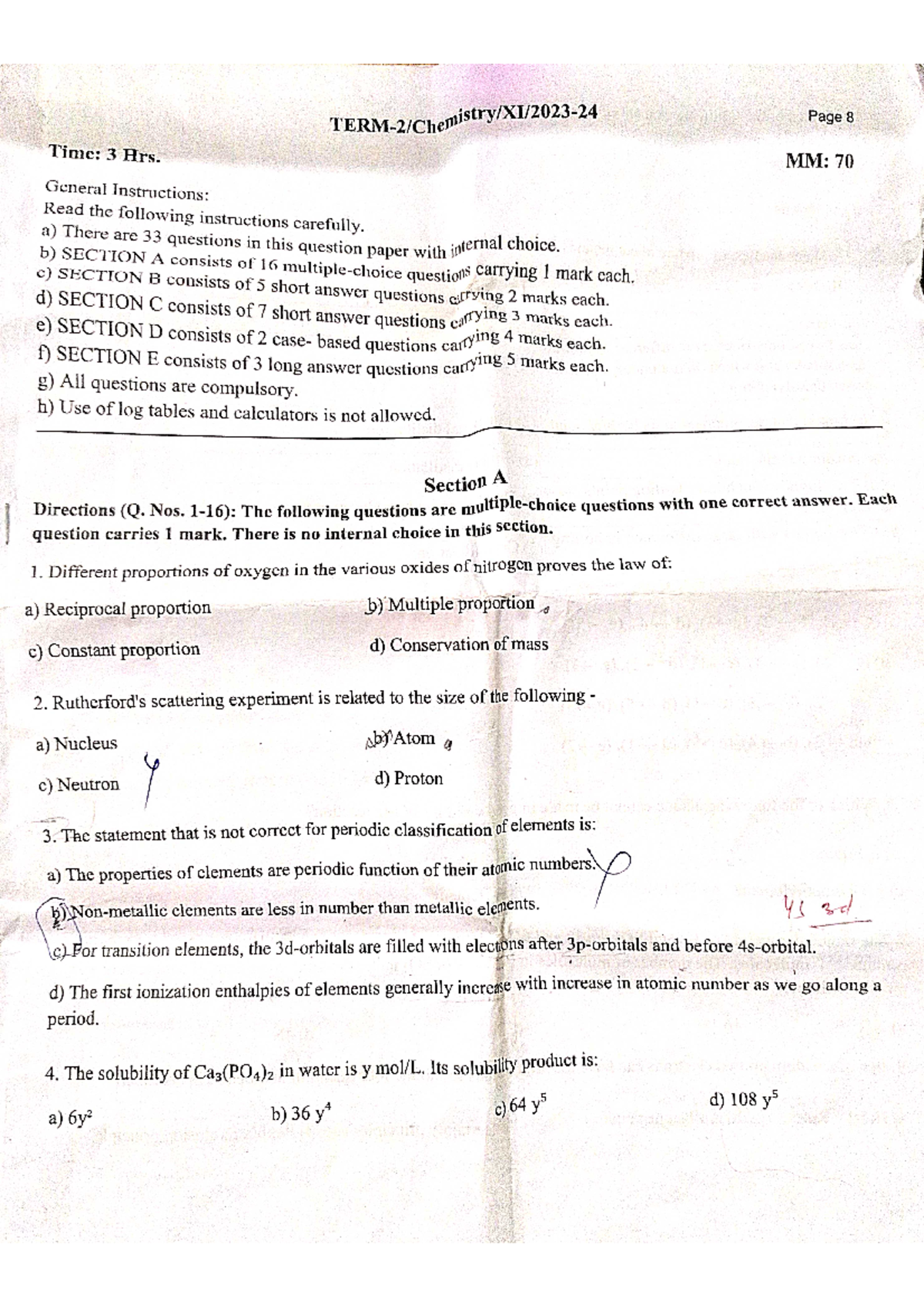 MPS Term 2 - Sample paper - Physics SL - Studocu