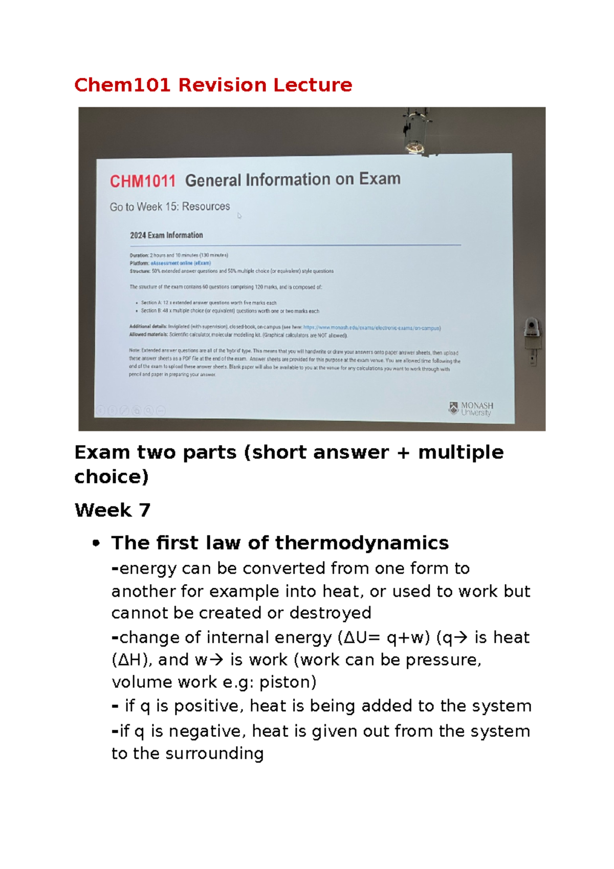 Chem101 Revision Lecture - JK-1g- o Q: heat, J o Δenthalpy, J mol-1 (or often kJ mol-1) Heat ...