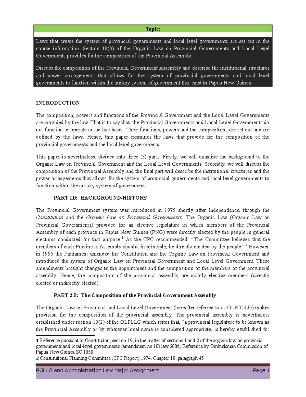 Pgllg major assignment - Topic: Laws that create the system of ...