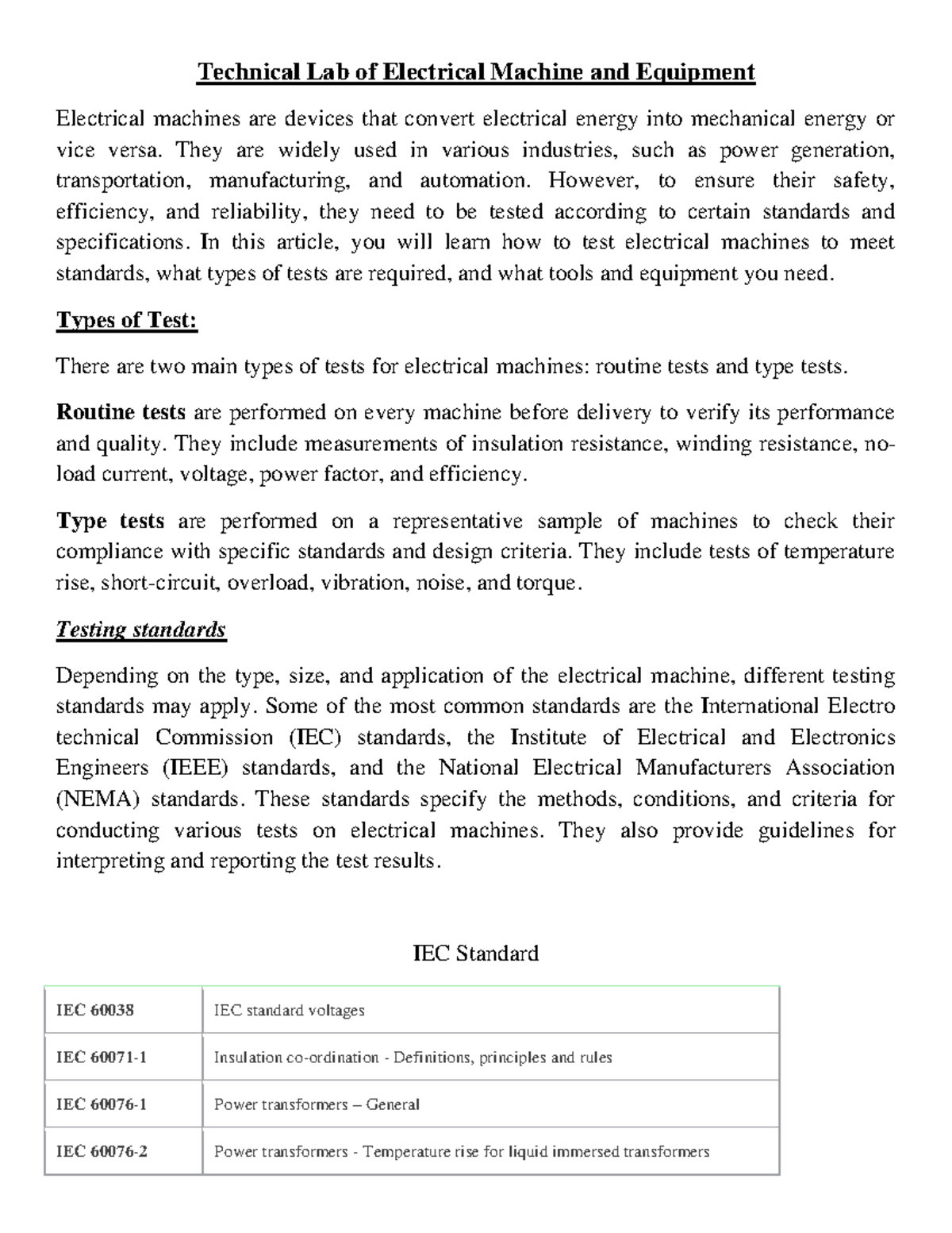 Chap 12 - lab accreditation - Technical Lab of Electrical Machine and Equipment Electrical ...