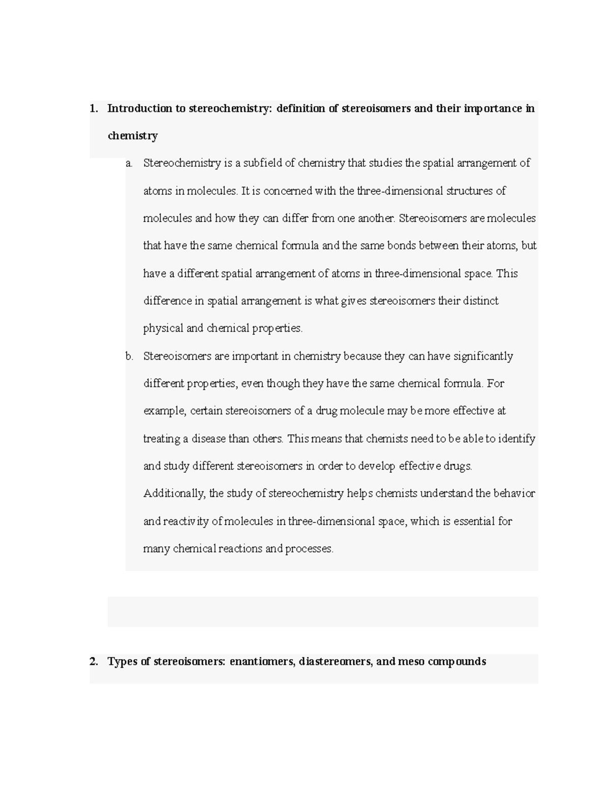 ORGO1 Notes - Introduction to stereochemistry: definition of ...