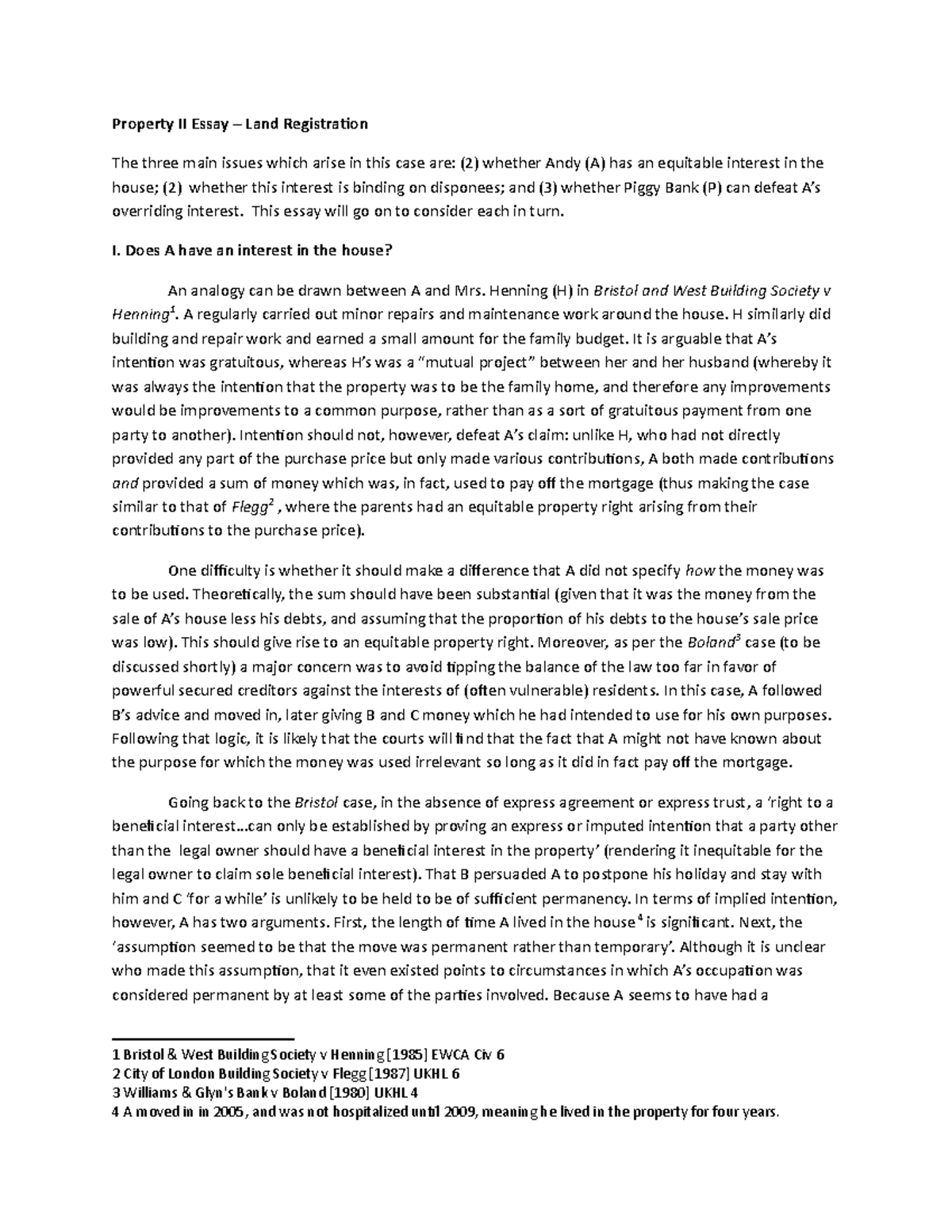 LL275 - Land Registration - 64 - Property II Essay – Land Registration ...