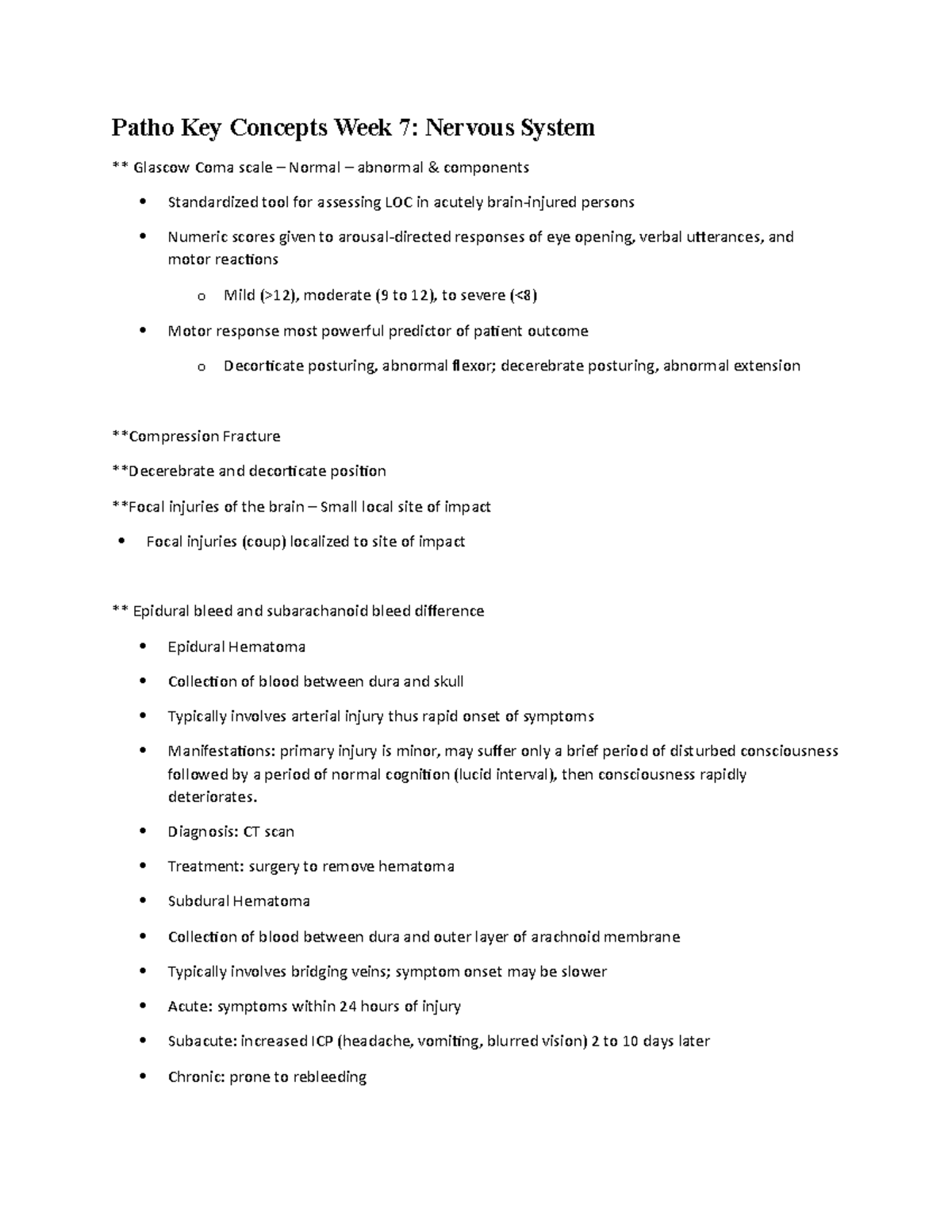 Patho Key Concepts Week 7 - Diagnosis: CT scan Treatment: surgery to ...