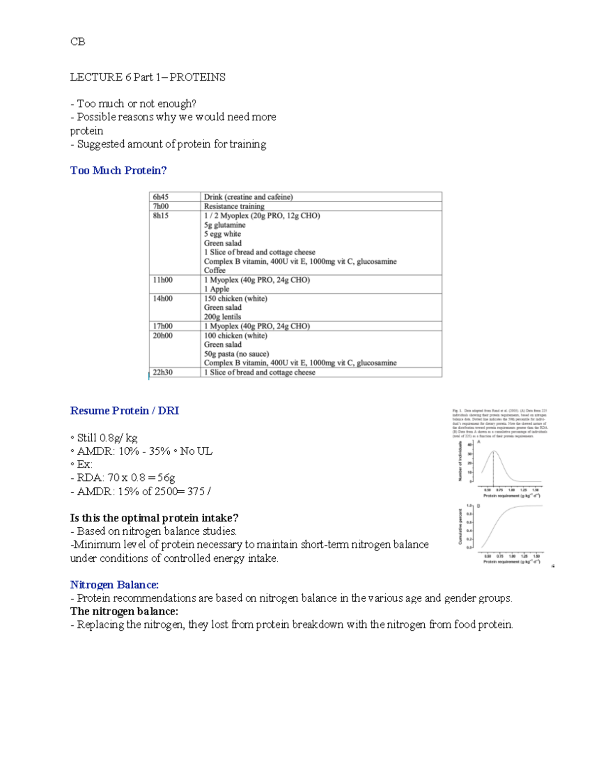 L6 Part 1 - Professor Plourde - LECTURE 6 Part 1– PROTEINS Too much or not enough? Possible ...