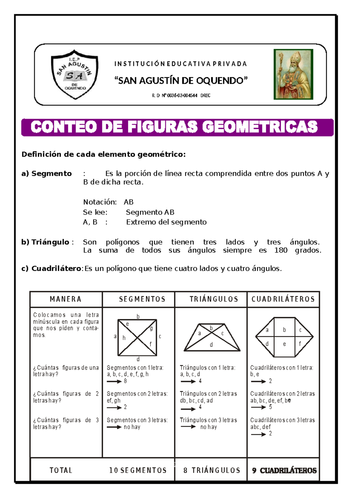 Conteo de figuras 4to prim - M A N E R A S E G M E N T O S T R I Á N G ...