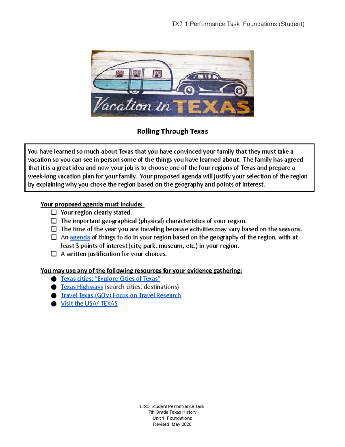 Rolling Across Texas - Rolling Through Texas You have learned so much ...