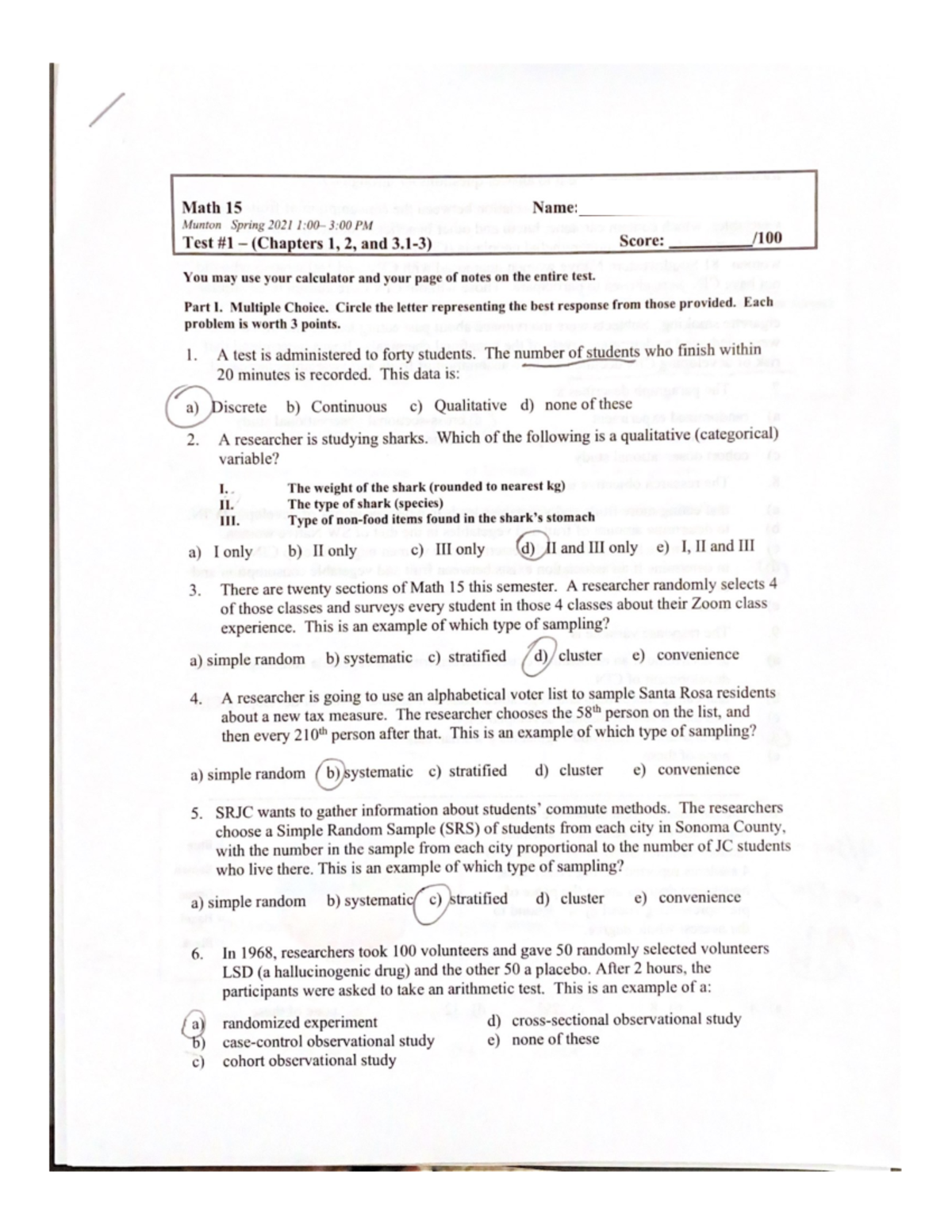 Math 15 Test1 part 2 - MATH 15 - Studocu