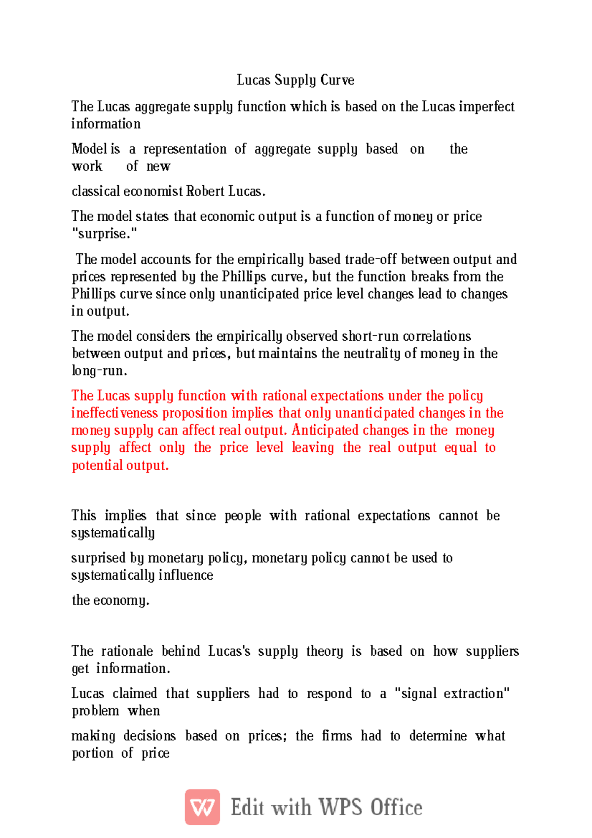 Lucas surprise labour function - Lucas Supply Curve The Lucas aggregate ...