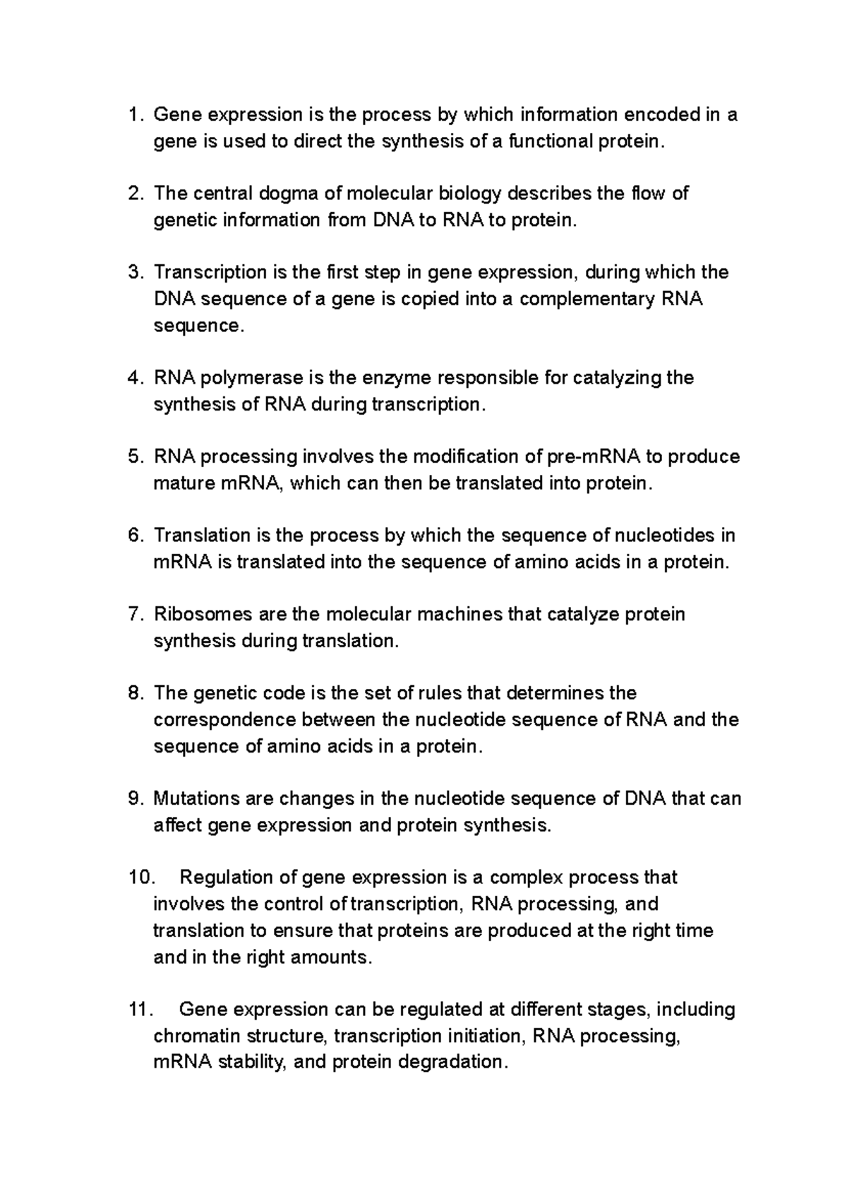 Gene Expression and Protein Synthesis - Gene expression is the process ...