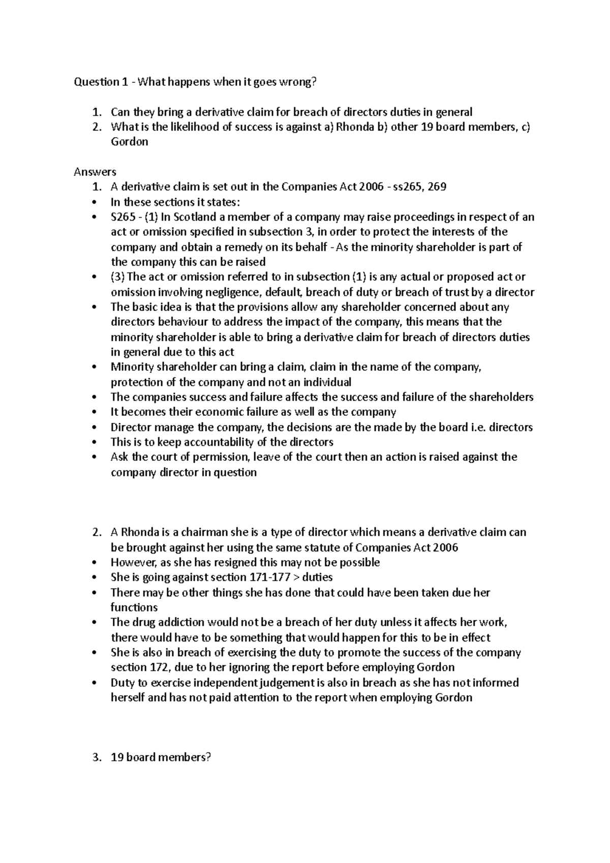 Commercial law tutorial 3 - Question 1 - What happens when it goes ...