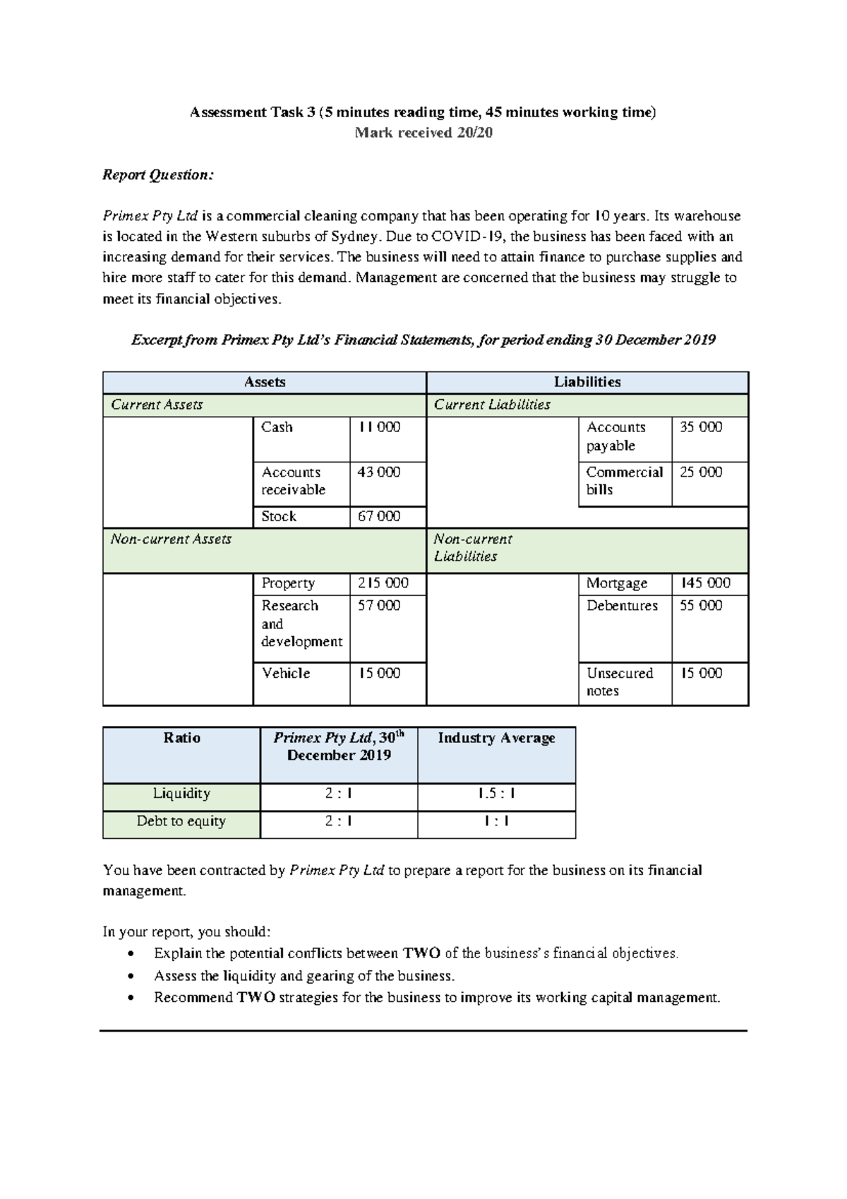 Section III report samples - Assessment Task 3 (5 minutes reading time ...