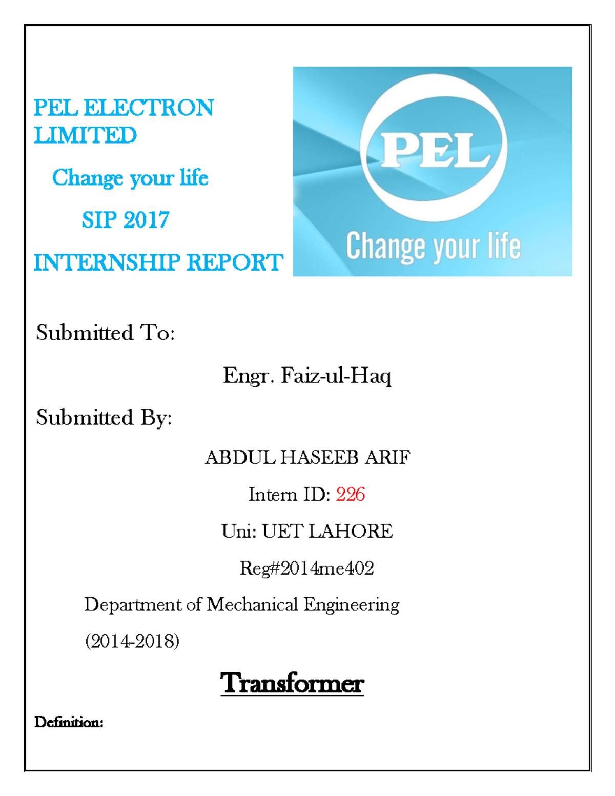 Int-14-402 - practical training manual - PEL ELECTRON LIMITED Change ...