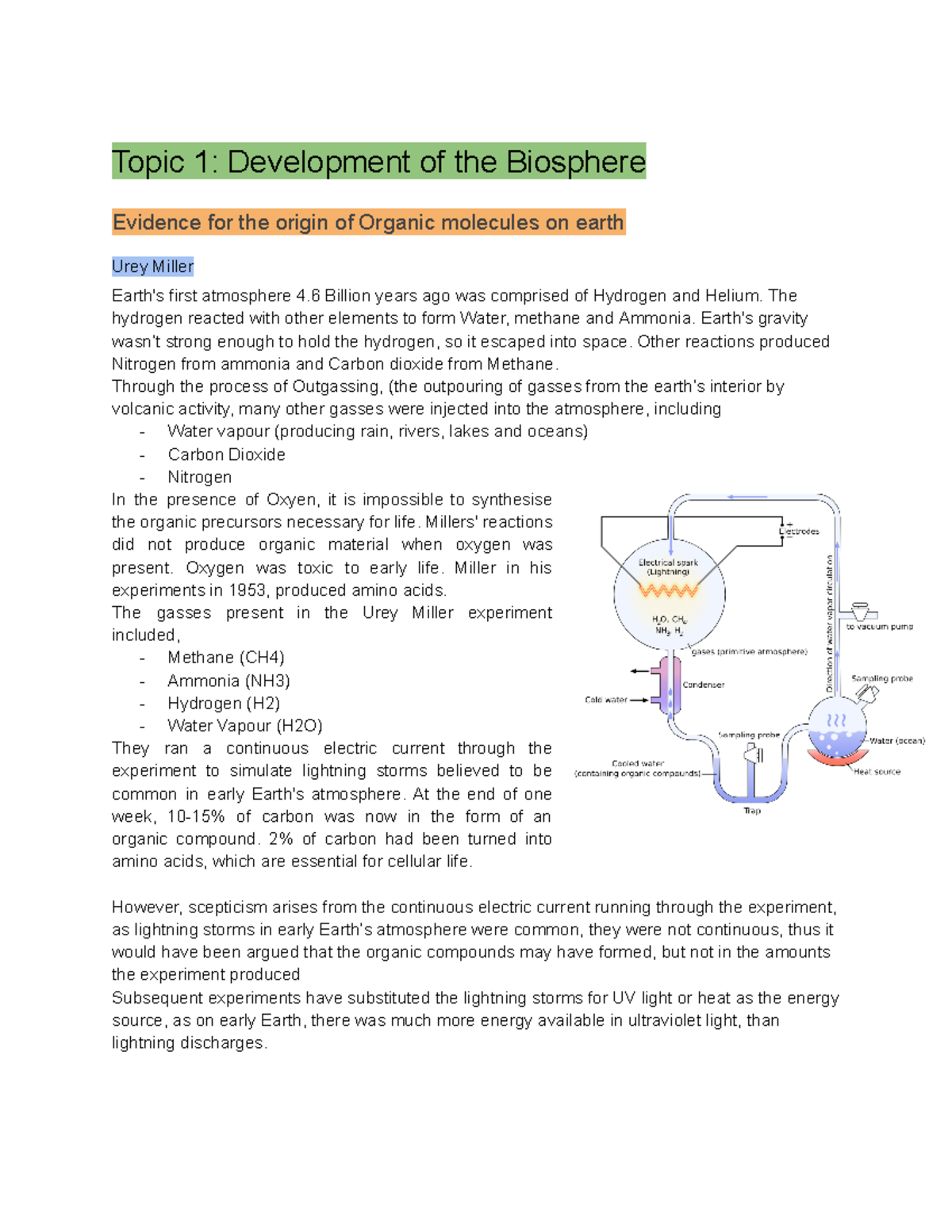 EES Module 5 Full Notes - Topic 1: Development of the Biosphere ...